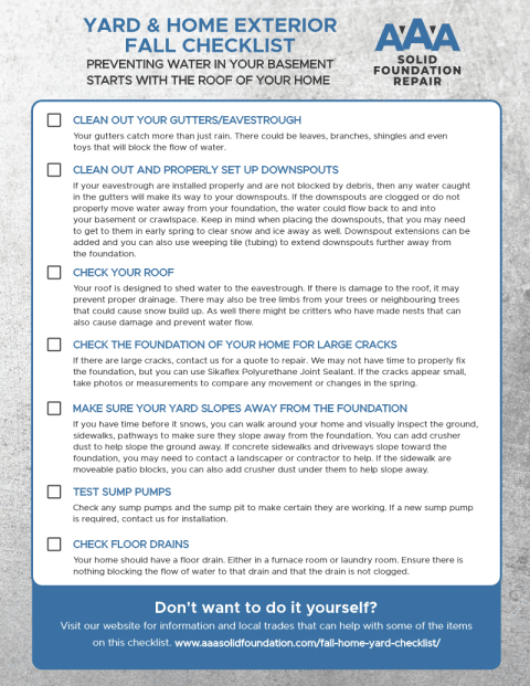 The Ultimate Fall Home & Yard Checklist | Regina Basement & Foundation ...